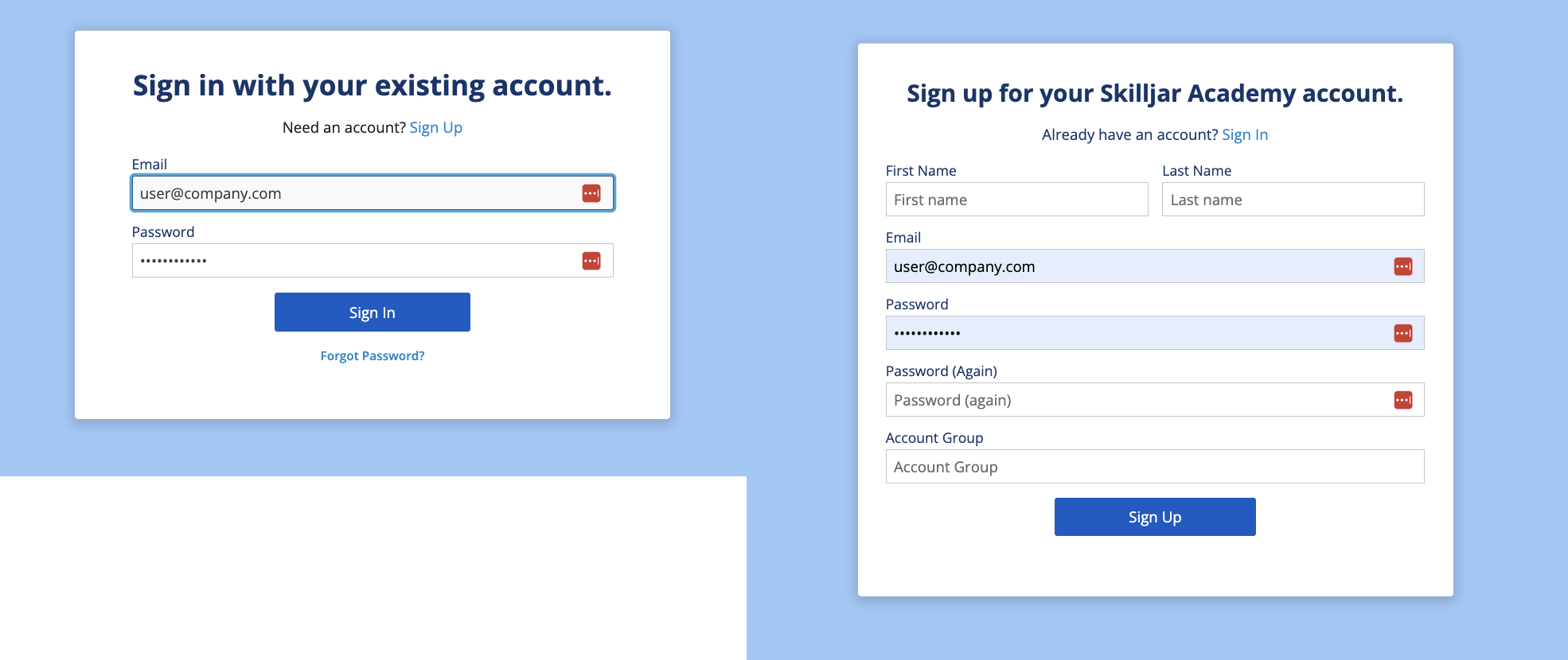 Login / Signup Page Styling