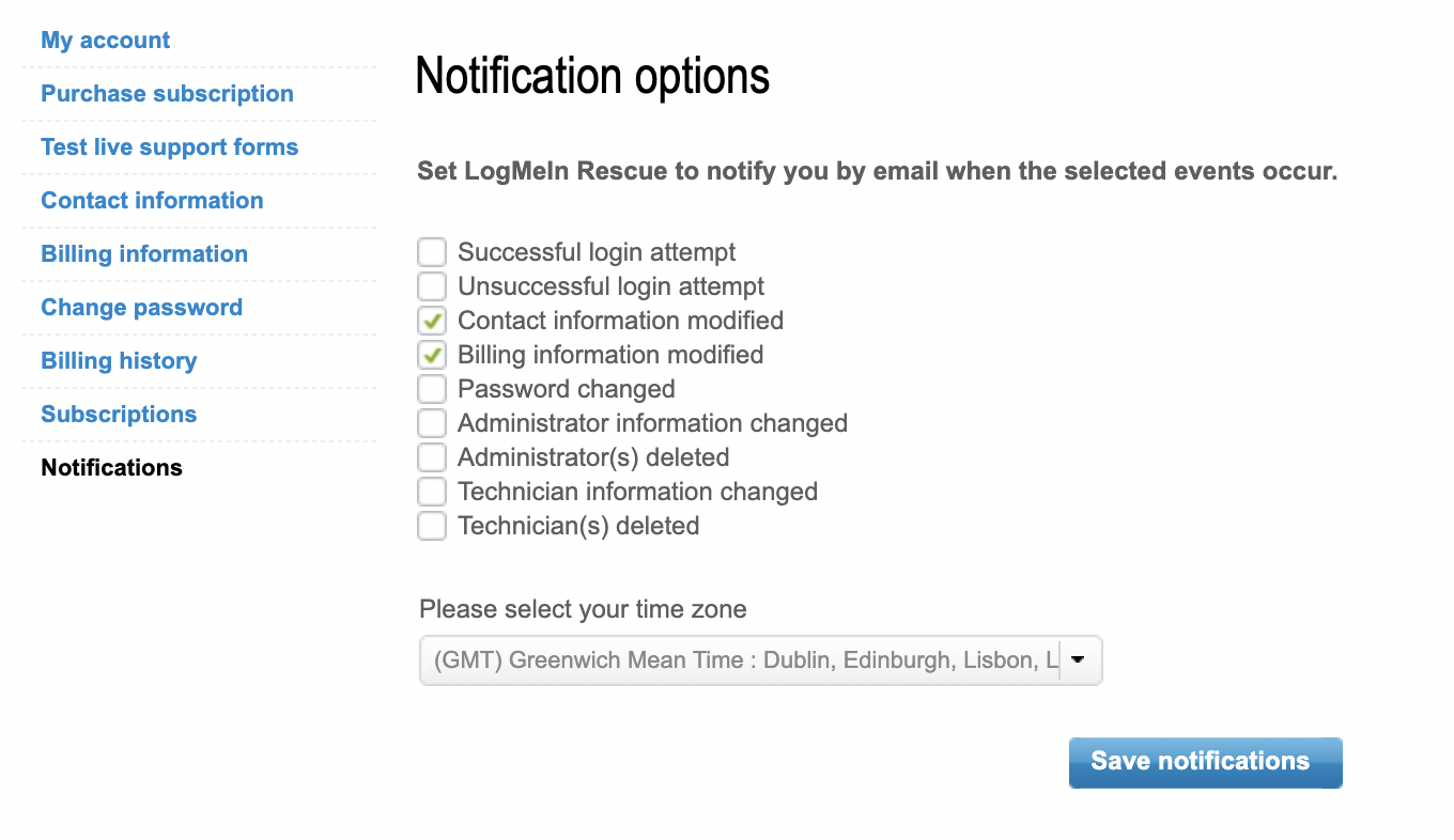 Setting Up Account Notifications