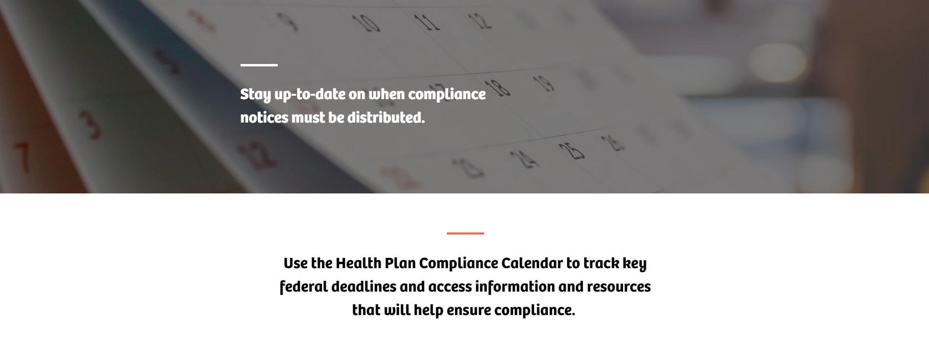 Health Plan Compliance Calendar
