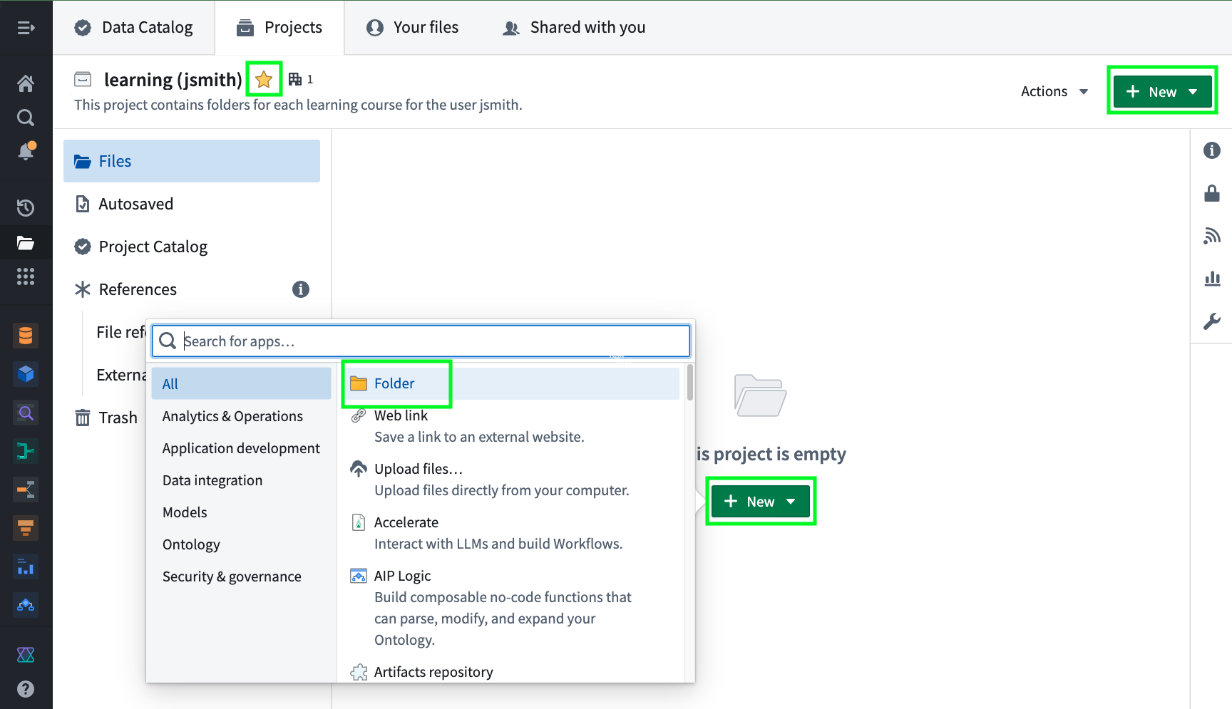 Create a Course-Specific Training Folder