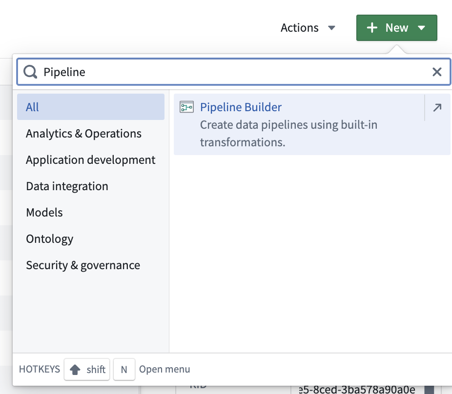 Create a new Pipeline and add data