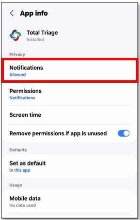 Enable App Notifications for Android