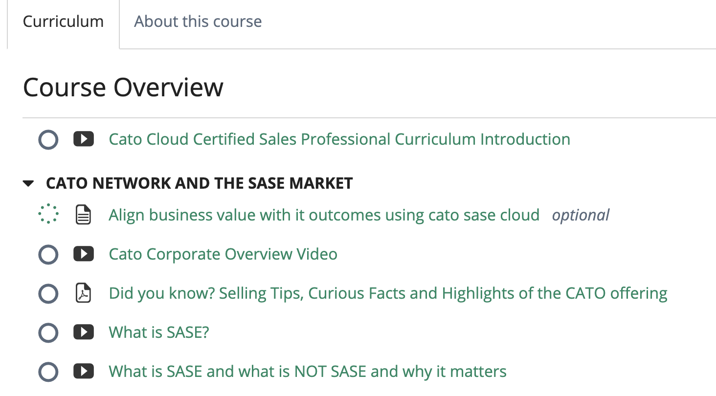 Cato Cloud Certified Sales Professional Course 2025