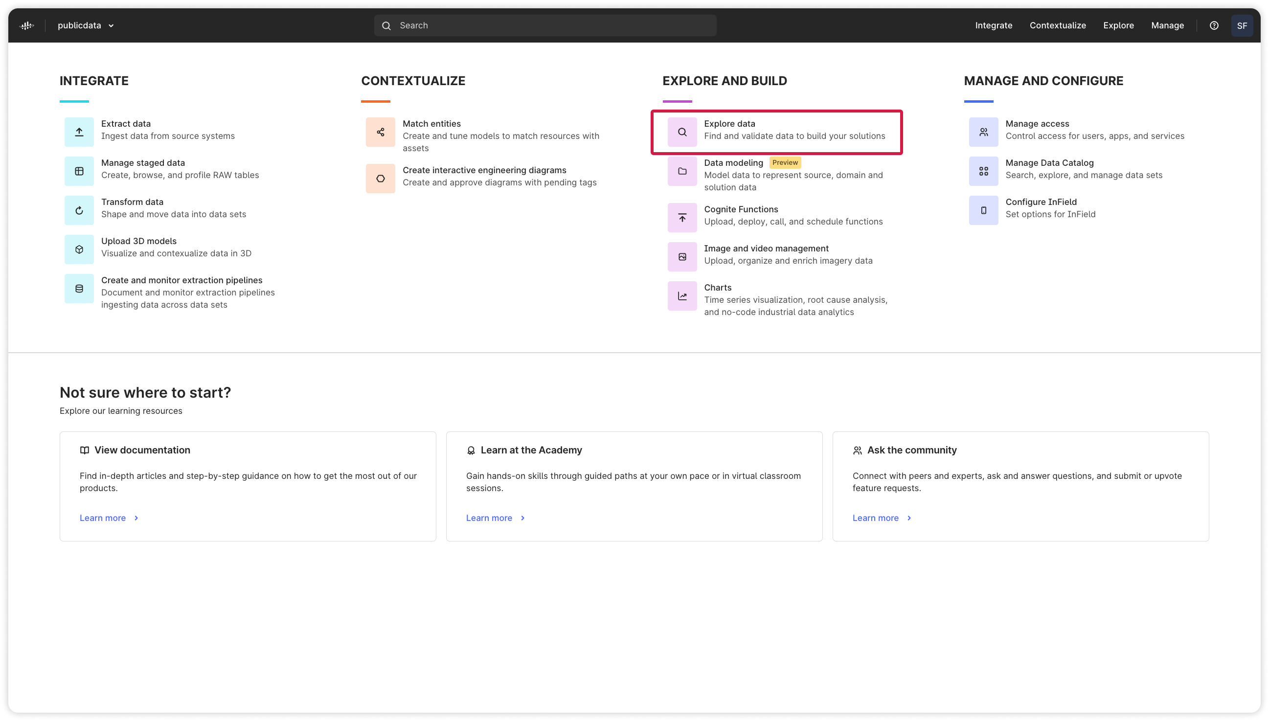 Explore data with Cognite Data Fusion