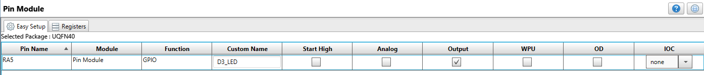 MCC Pin Module Setup