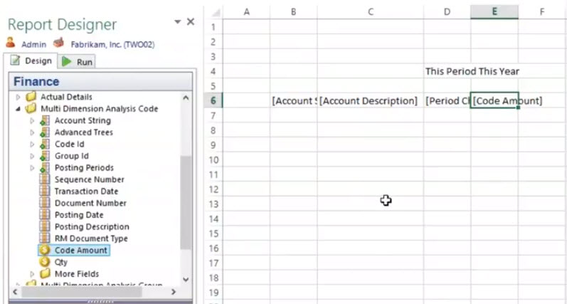 Reporting: GP Multi Dimensional Analysis (MDA)