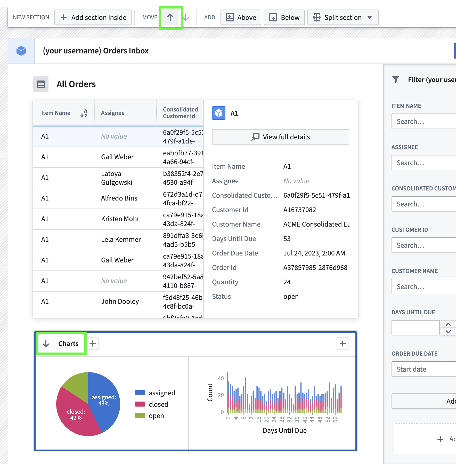 Move Charts to the Top