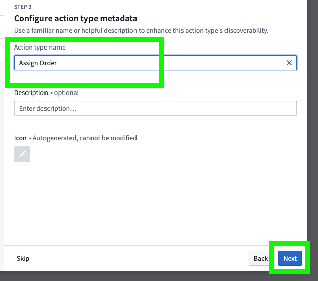 Create the "Assign Order" Action