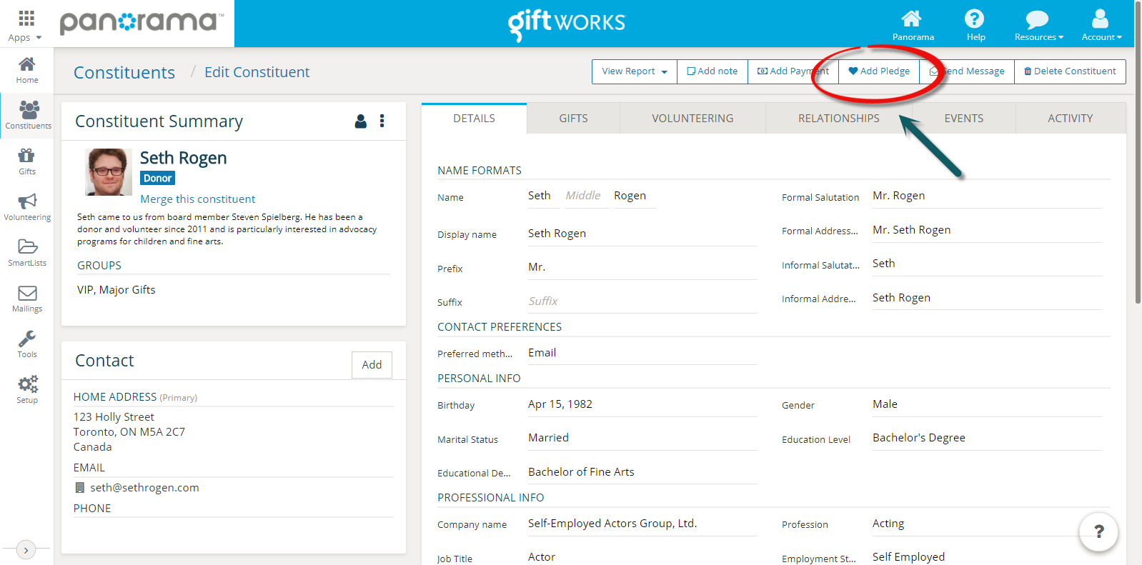 Creating a Pledge – FrontStream