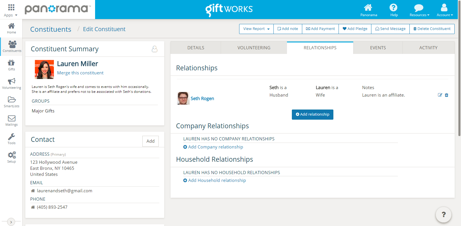 The Constituent Profile: Relationships Tab – FrontStream