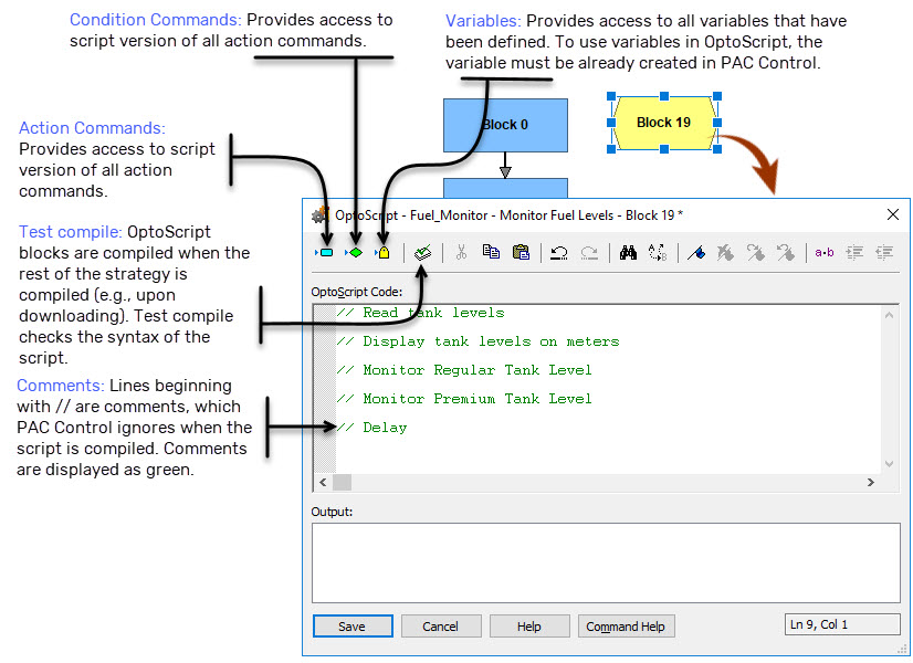 Using the OptoScript Editor